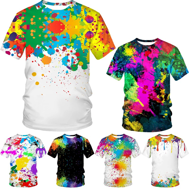 Color-Splash-Ink-Drop-Color-3D-Printing-T-shirt-Suitable-for-Men-and ...