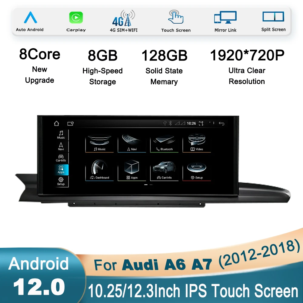12.3'' Android 12 Auto Radio Touch Screen Multimedia For Audi A6 A6L A7 ...