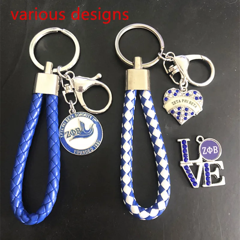 1Pcs-Zeta-Phi-Beta-Charm-Crystal-Pearl-Braided-Leather-Keychain-OKC28 ...