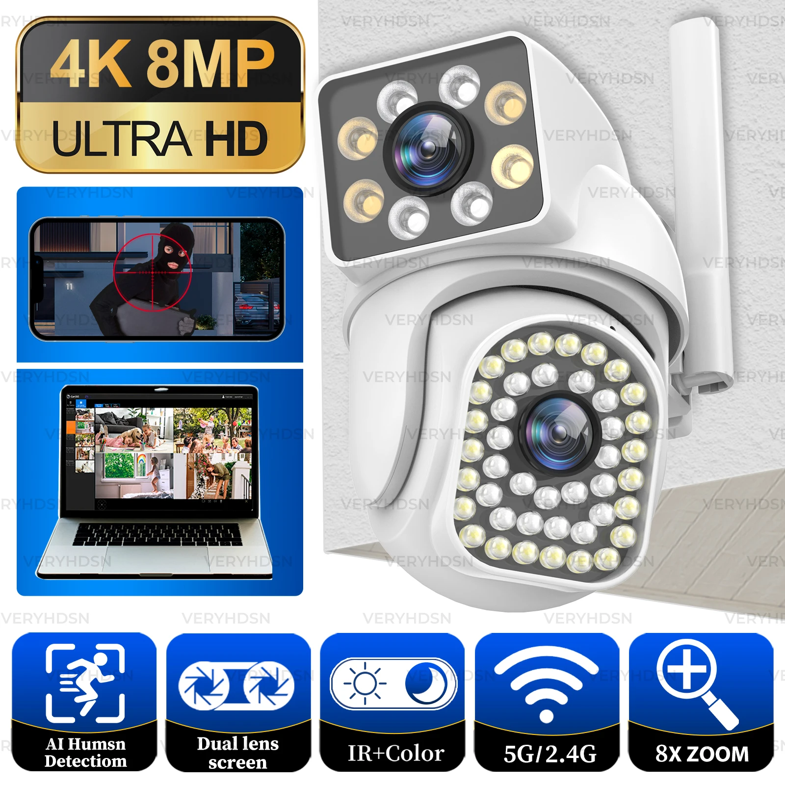 5G-8MP-Wifi-IP-Camera-PTZ-8X-Zoom-Dual-Lens-Security-Surveillance ...