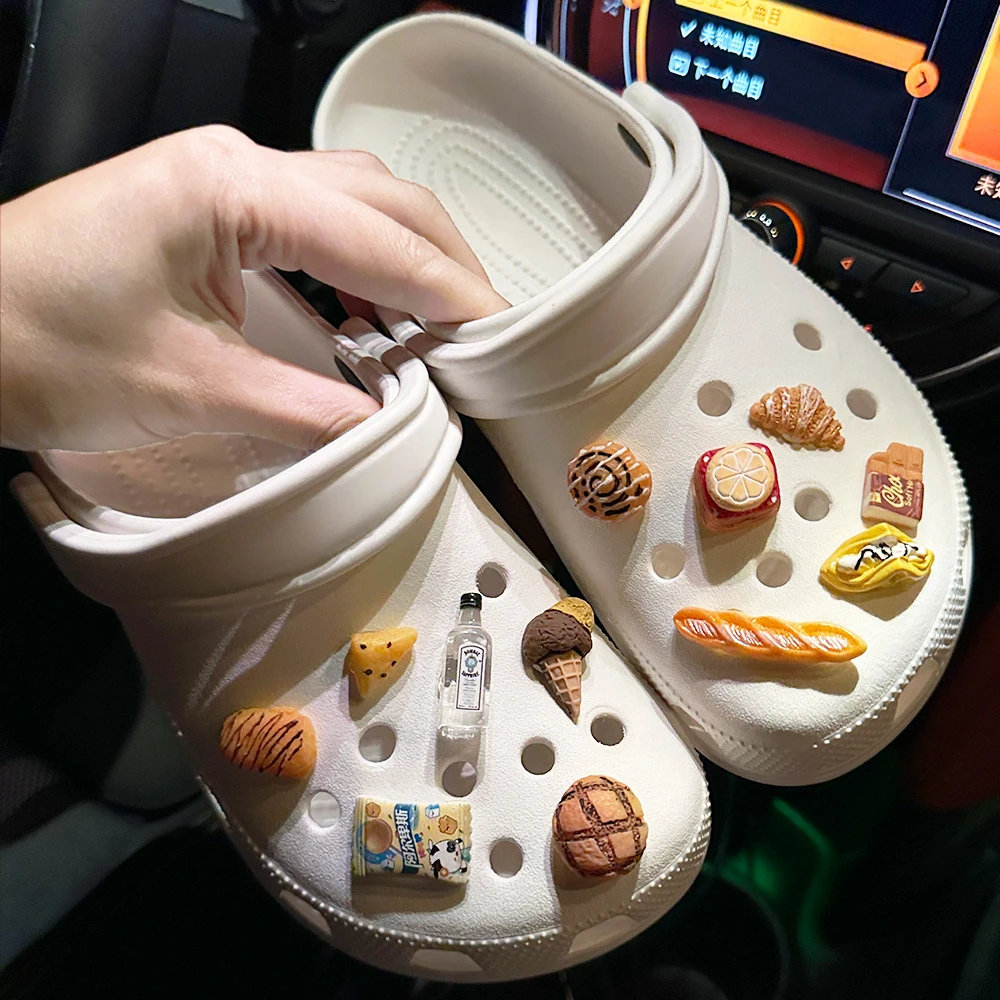 Chocolate-Bread-Shoe-Charms-Designer-DIY-Cute-Shoes-Decaration-Party-Accessories-Clogs-Kid-Boy ...