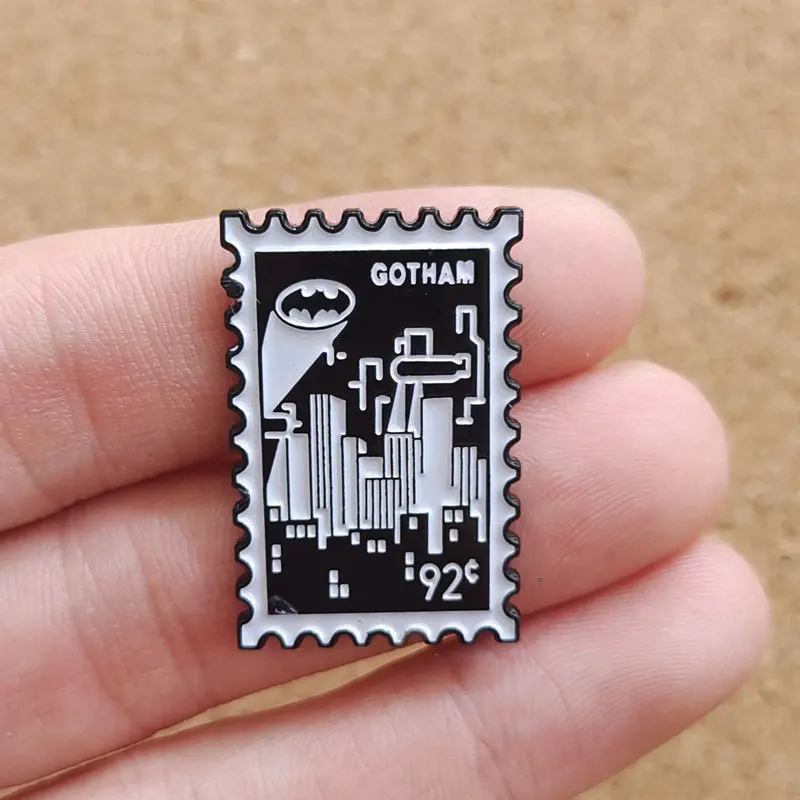 Gotham Stamp Enamel Pins Brooch Collecting Lapel Badges Men Women ...