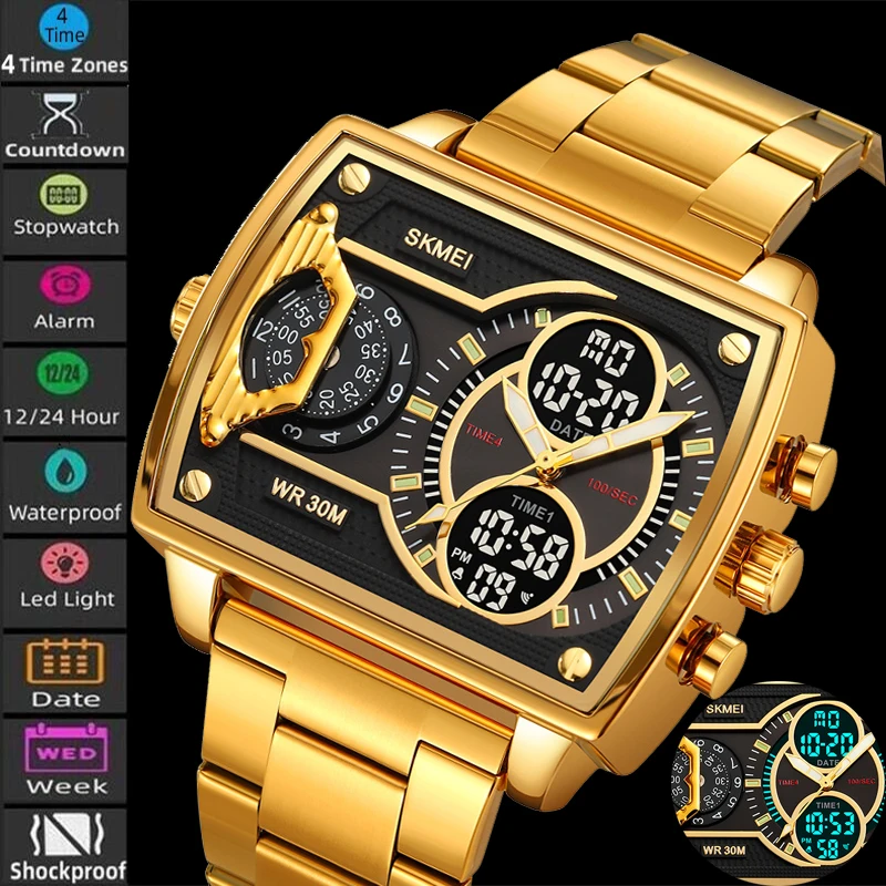 Skmei Mens Multiple Time Zone Sports Watches Fashion Digital Analog ...