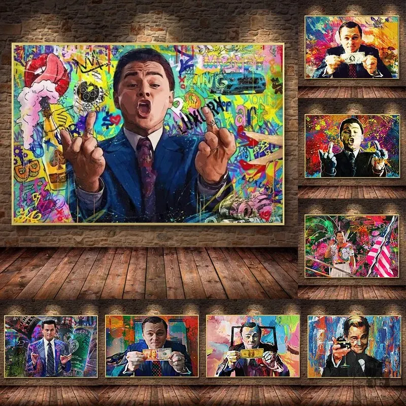 Wolf-of-Wall-Street-Leonardo-Graffiti-Poster-Classic-Movie-Wall-Art ...