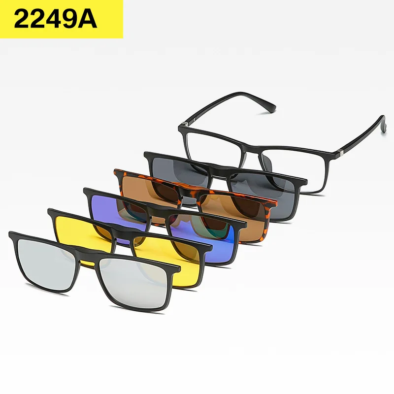2249A-6-In-1-Spectacle-Frame-Men-Women-With-5-PCS-Clip-On-Polarized ...