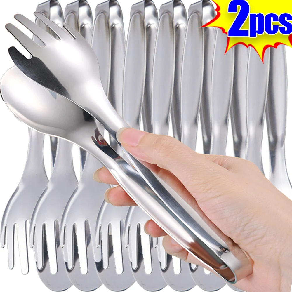 1-2PCS-Stainless-Steel-Tongs-Non-Slip-Buffet-Barbecue-Clips-Salad-Bread ...