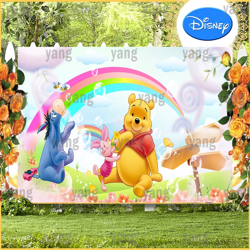 Custom-Disney-Boy-Winnie-Bear-Tigger-Piglet-Rainbow-Outdoor-Backdrop ...