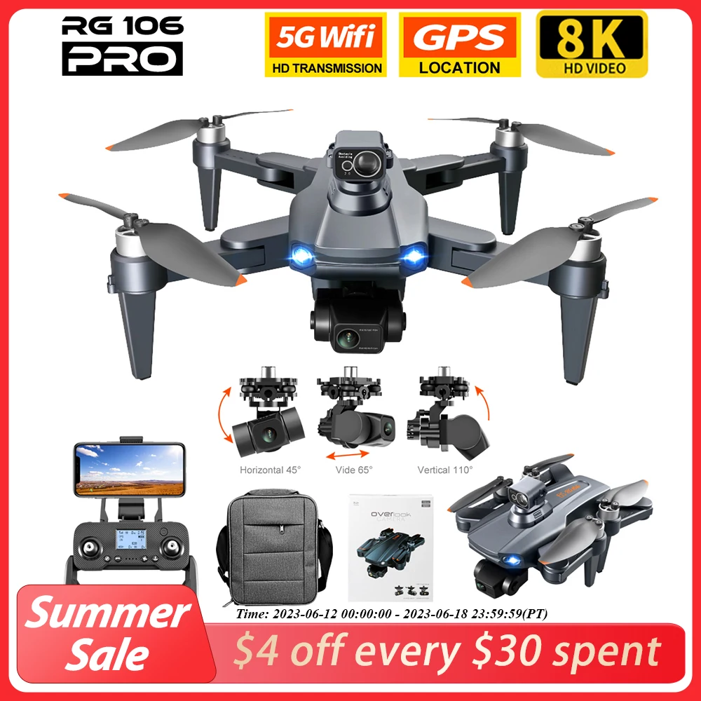GPS Drone RG106 8K HD กล้อง3 Axis Gimbal Anti Shake ถ่ายภาพ Brushless ...