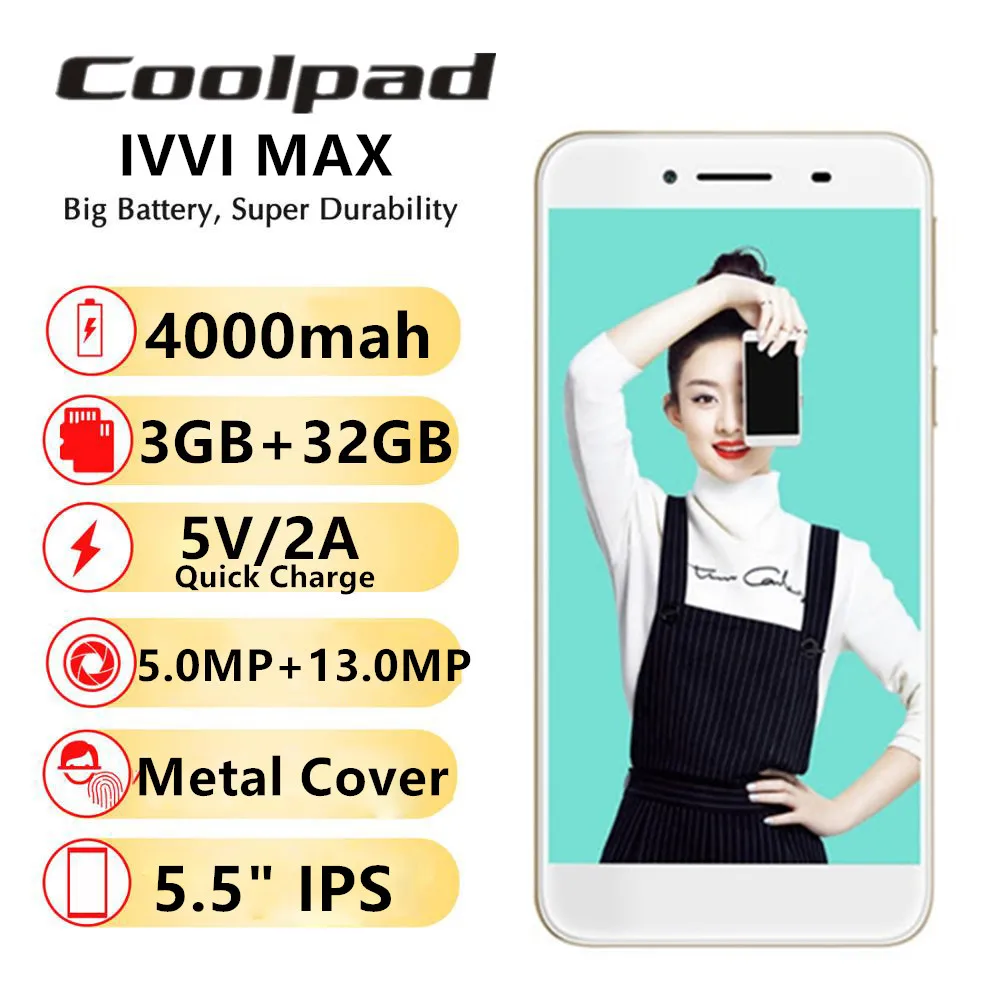 Ivvi max metal capa celular 3gb ram 32gb rom 5.5 "18:9 mtk6735 quad core android 6.0 13.0mp ...