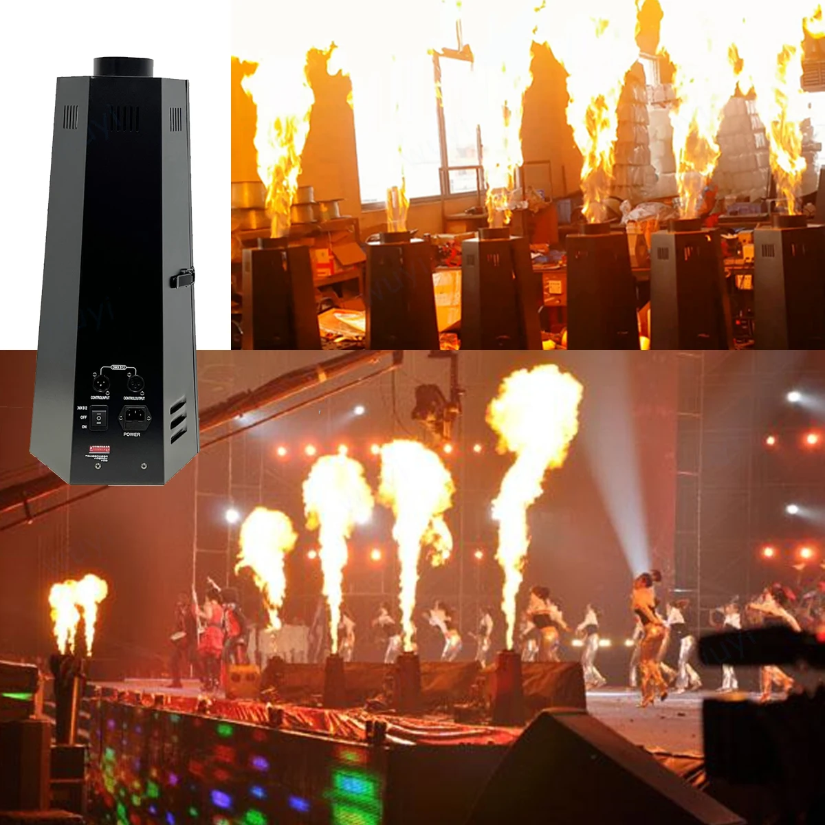 True Fire Thrower Spray Spark Machine, Vertical Hexagonal Jet Flame ...