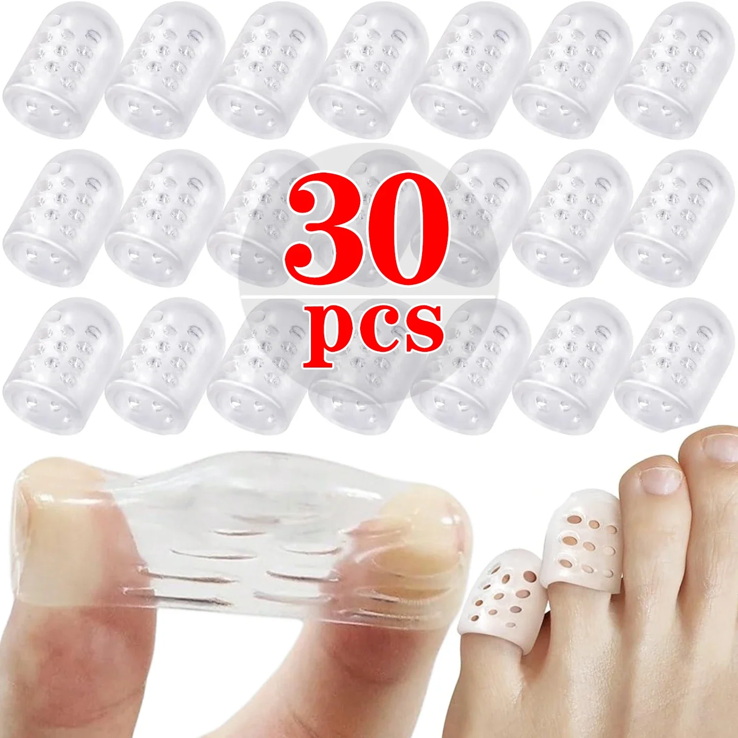 1-30pcs-Transparent-Breathable-Sleeve-Toe-Protector-Silicone-Anti ...