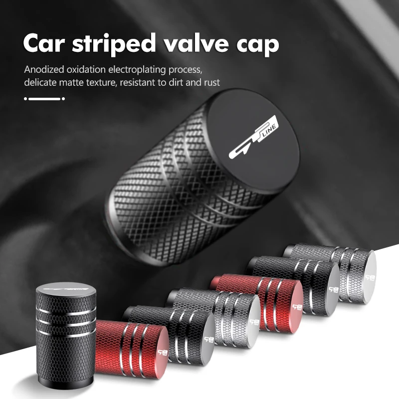 Aluminum Car Tire Striped Valve Cap Style Tire Stem Air Cover For KIA ...