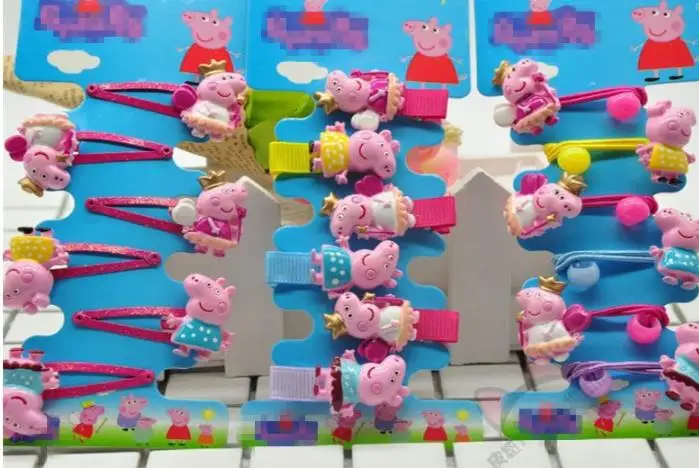 Peppa Pig Cartoon Hair Clips, Animal Motif, Mini grampos para bebês ...