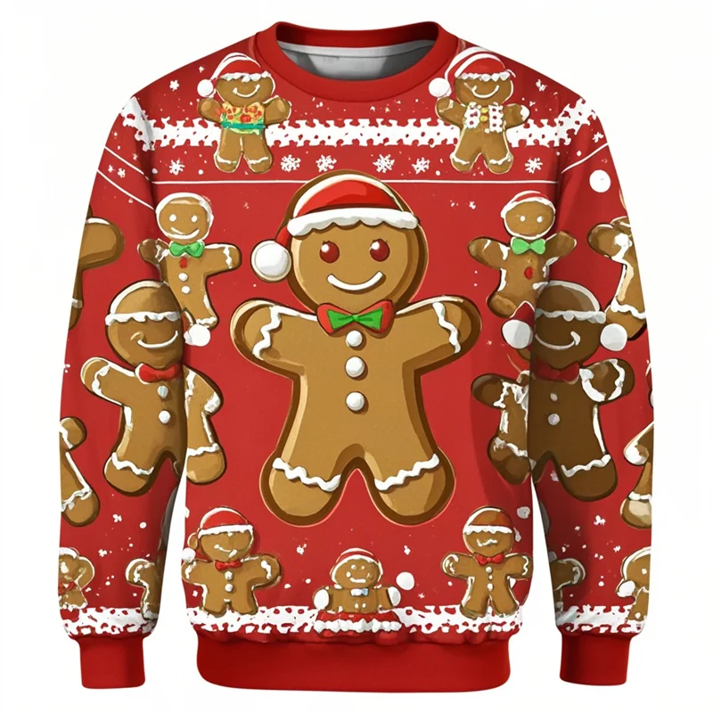 Hilarious Gingerbread Man 3D Printed Ugly Christmas Sweater For Men ...