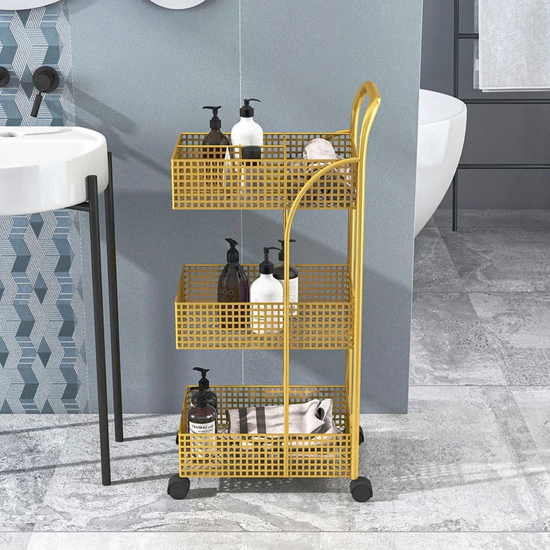 Nordic Mobile Trolley Storage Rack with Wheel Storage Basket Rack ...