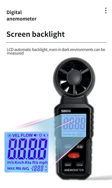 Handheld Outdoor Thermometer 8 In 1 Handheld Digital Anemometer Wind ...