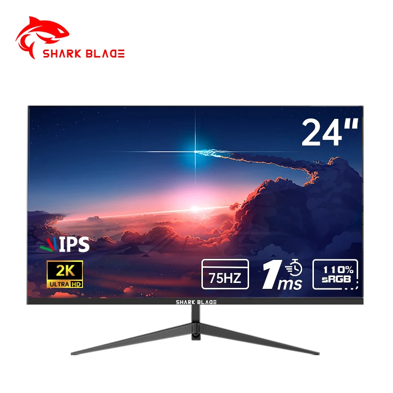 24 inch Monitor Gamer 2k HD Gaming 75hz Monitor PC LCD Desktop Flat ...
