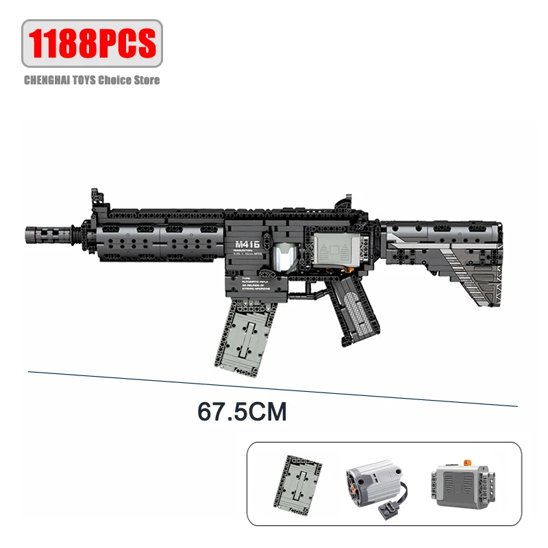 Military Electric M416 Rifle Assembled Building Blocks Bricks Model MOC ...