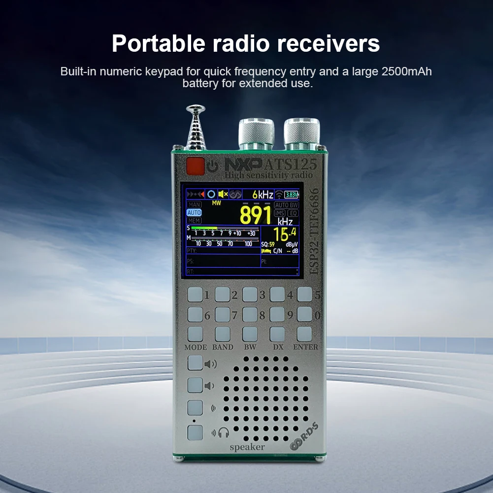 ATS125 Portable Radio Receiver 2.4 Inch Touch Screen High Sensitivity ...