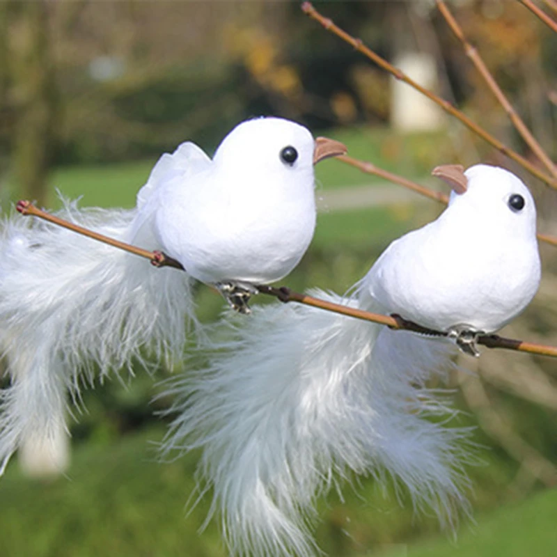 Decorative-Fake-Doves-White-Artificial-Foam-Feather-Wedding-Ornament ...