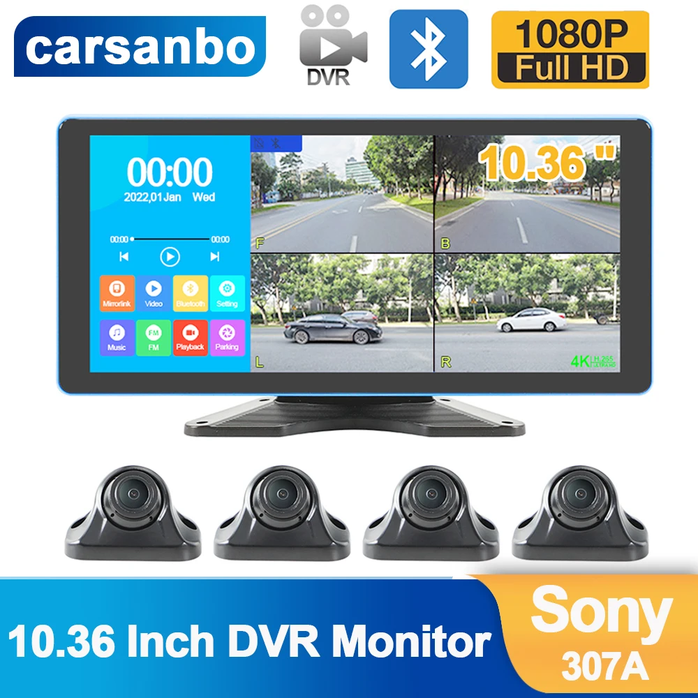 Carsanbo 1080p Car 4ch Split Monitor Record Ahd Sony Chip Touch Screen ...