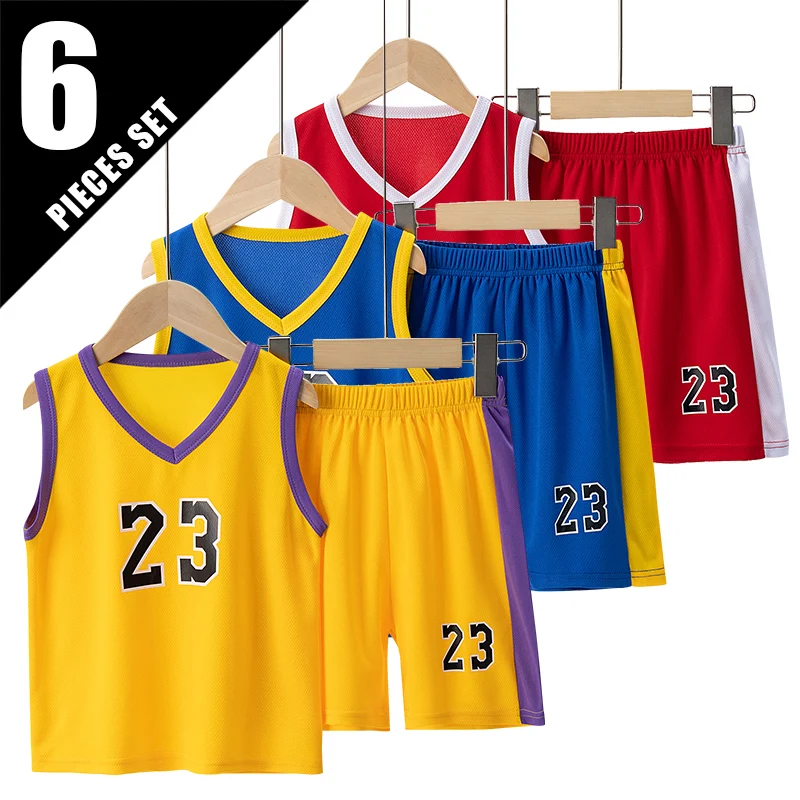 6/2 Pcs Children's Summer Quick-drying Exercise 23 Suit Boys Basketball ...