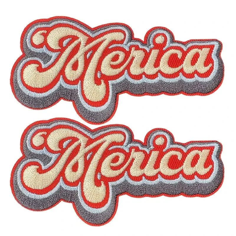 2PCS Merica Embroidered Patch Independence Day Morale Inspiring Iron On ...