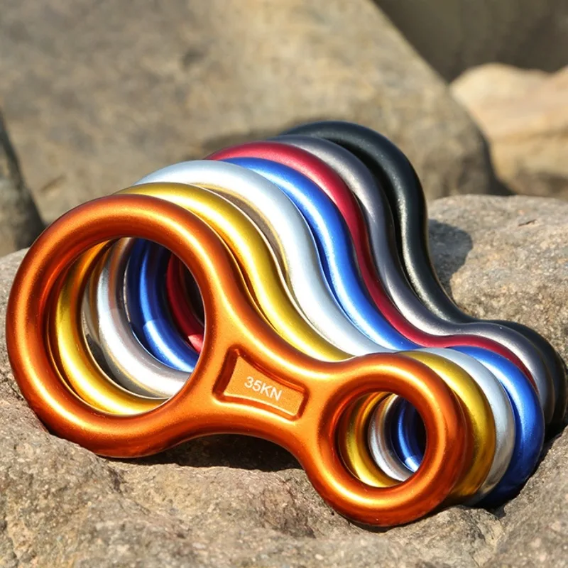 Rock-Climbing-8-Shape-Eight-Ring-Abseiling-Device-35KN-Descender-Belay ...
