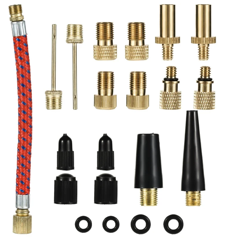 21Pcs-Set-Bicycle-Tire-Inflatable-Tube-Needle-Air-Hose-Adapter-Kits ...