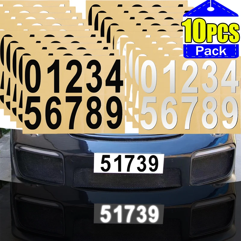 Car License Plate Reflective Number Label Stickers Waterproof Invisible ...
