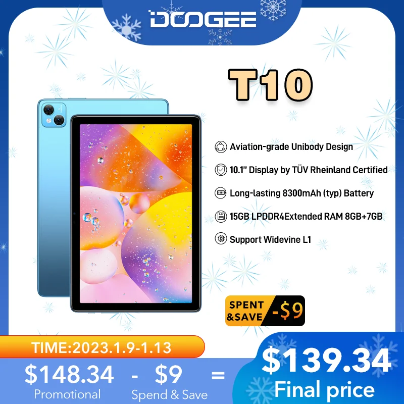 [world Premiere] Doogee T10 Tablet 10.1"ips Fhd+ Display 8gb+128gb Octa Core Android 12 Tablets ...