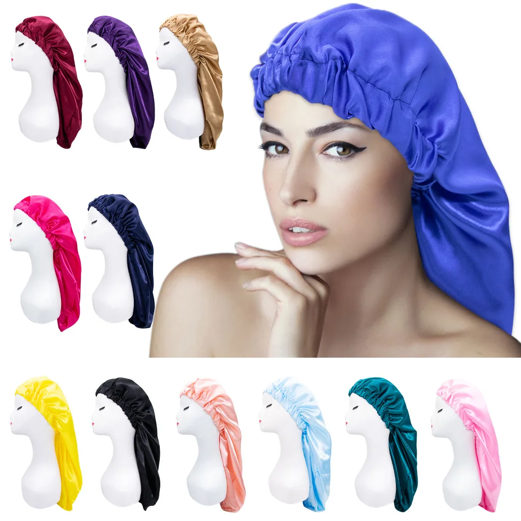 Unisex-Long-Satin-Bonnet-Sleep-Hair-Cap-Long-Hair-Care-Bonnet-Night ...