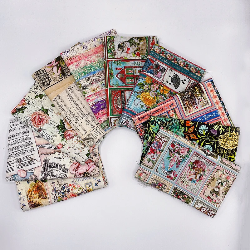 Rose Cotton Fabric Vintage Floral Flower Patchwork for Handmade Sewing Dresses Clothes per Half ...