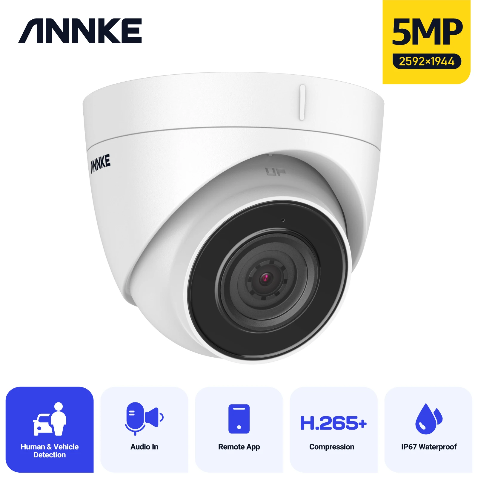 ANNKE Ultra HD 5MP POE Camera IP67 Outdoor Indoor Security Network Dome ...