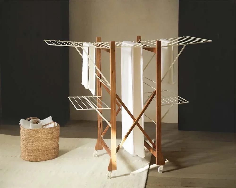 Folding-Removable-Wooden-and-Metal-Drying-Rack-with-Roller-Sliding ...