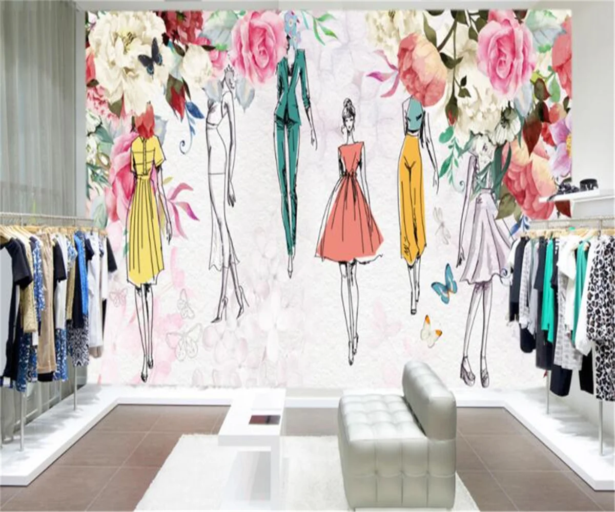 Clothing Store Decor 3D Fashion Girls Clothing Store Wallpaper - Custom ...