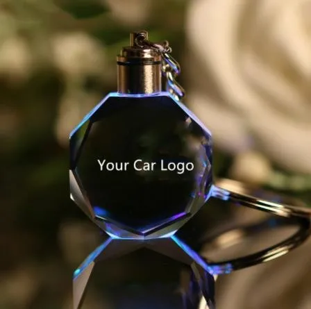 Customized Car Logo Crystal Key Chains Gift King Decoration Laser ...