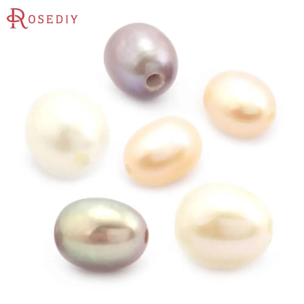 Natural Pearl Color Natural Freshwater Pearl Oval Shape with Half Hole ...