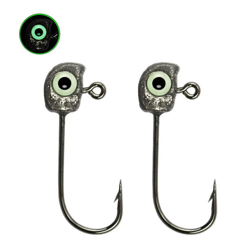 50PCS Primary Color Luminous Fishing Hooks Eye Crappie Bass Trout 1/32 ...