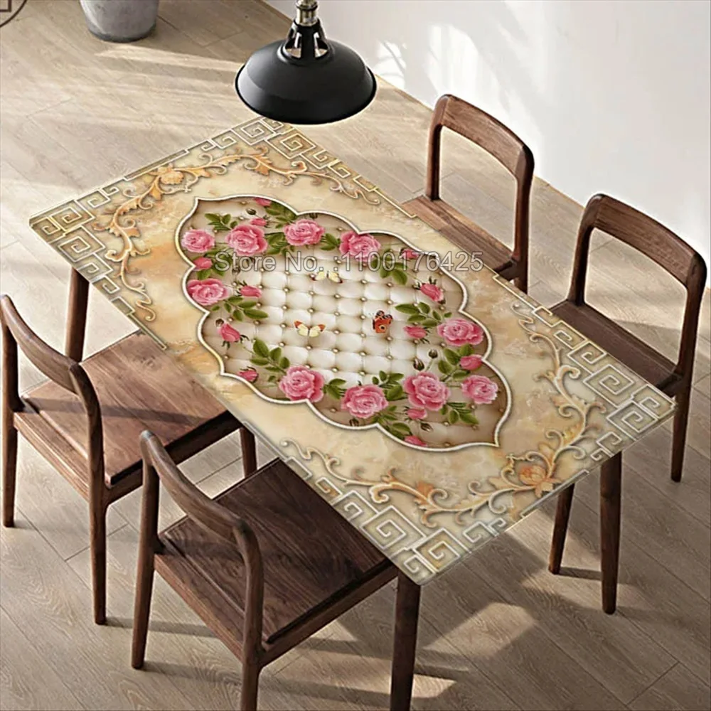 Classical-Flower-Fitted-Rectangle-Tablecloth-Washable-Butterfly ...