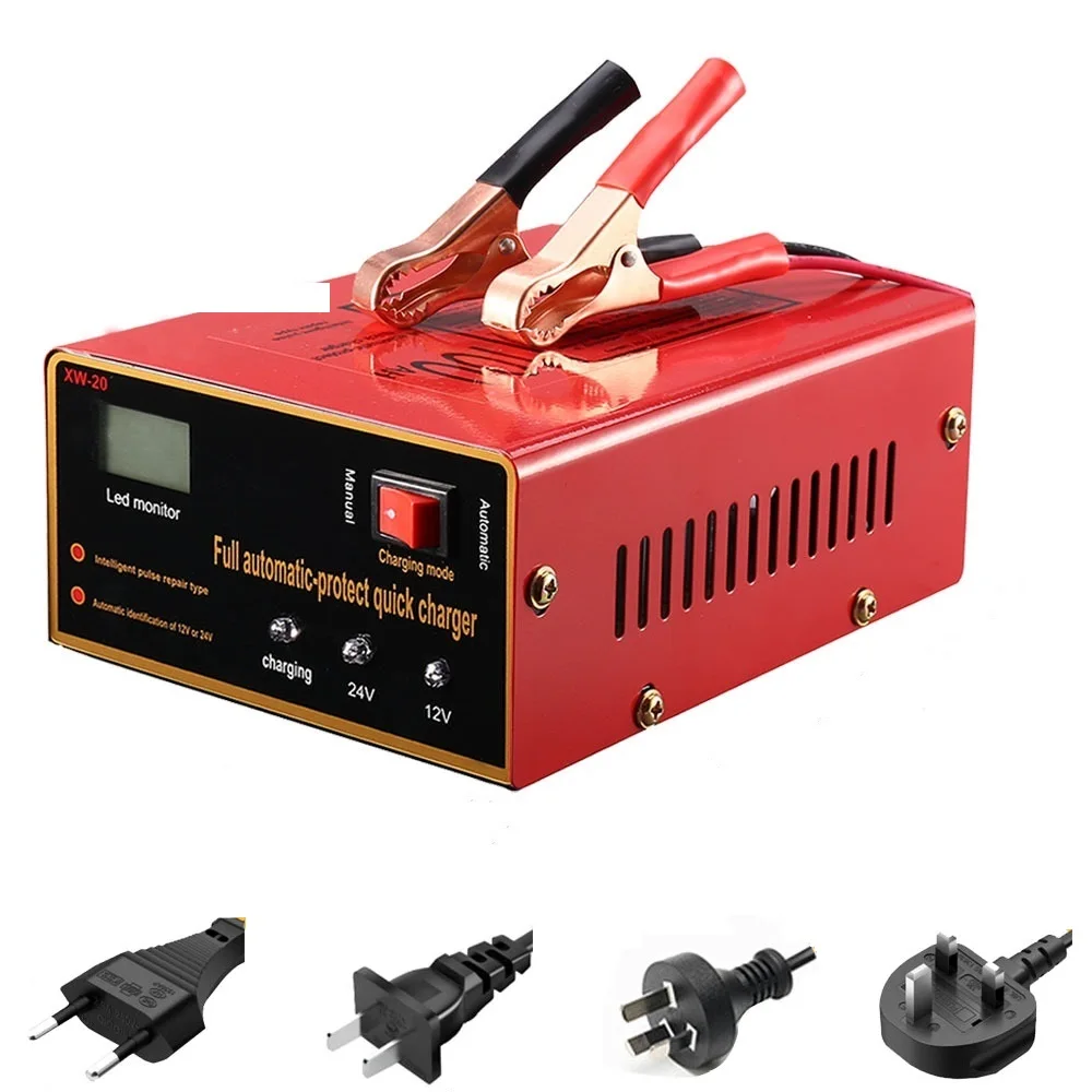 200W Car Battery Charger 12V 24V EU US AU UK Intelligent Pulse Repair ...