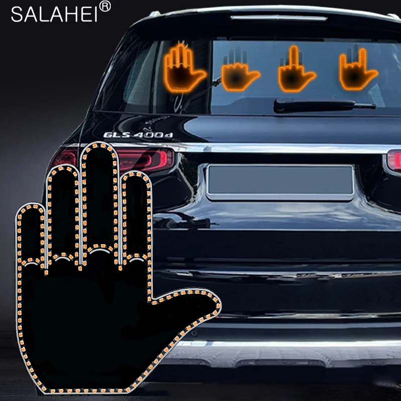 LED-Illuminated-Gesture-Light-Car-Finger-Light-With-Remote-Road-Rage ...