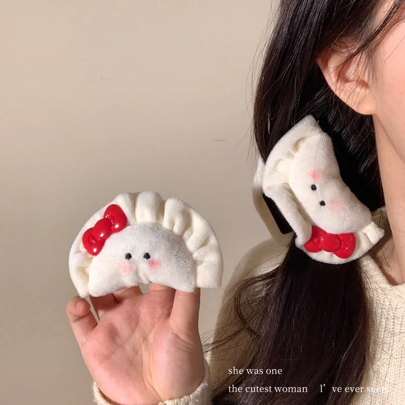 Cute-Plush-Powder-Blusher-Bow-Dumpling-Hairpin-Spring-Festival-Hair ...