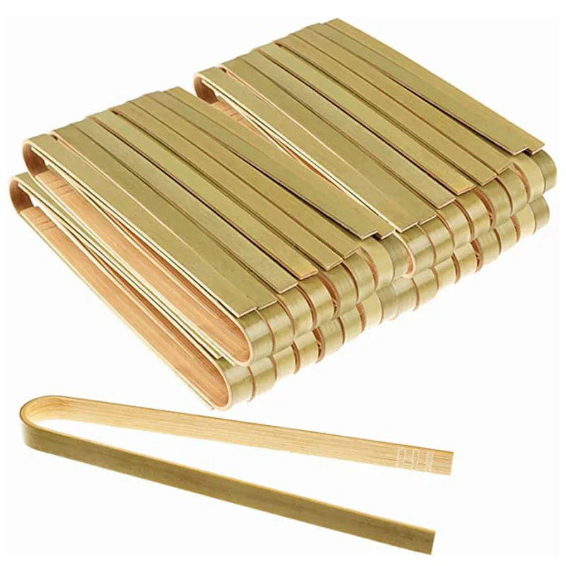 50/120Pcs Mini Bamboo Tongs, 4 Inch Disposable Wooden Cooking Tongs ...