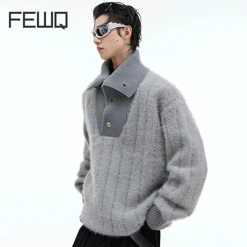 FEWQ-Autumn-Winter-Niche-Striped-High-Neck-Sweater-Loose-Knitted ...