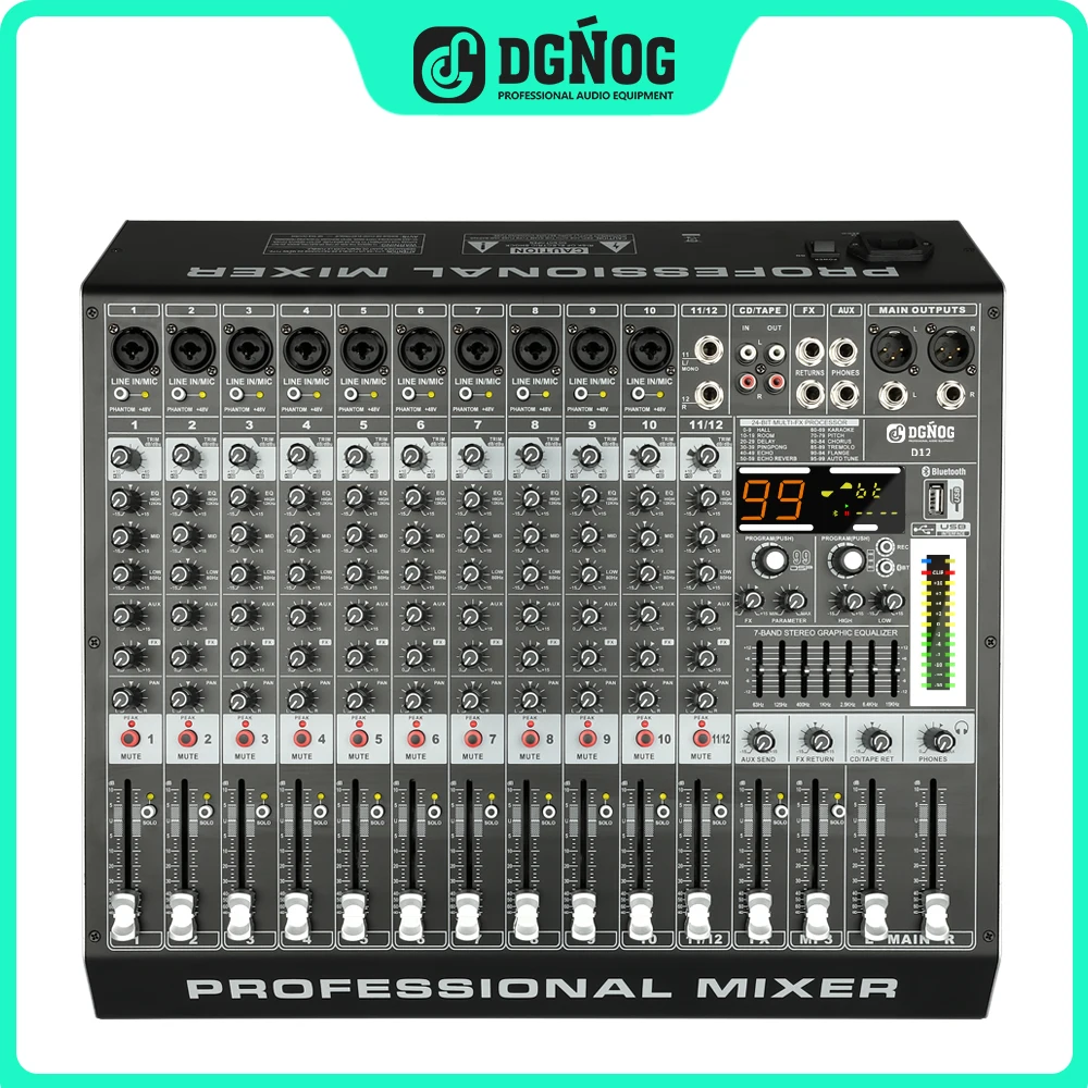 Professional-12-Channel-Audio-Mixer-Sound-Board-DJ-Mixing-Console-Desk ...