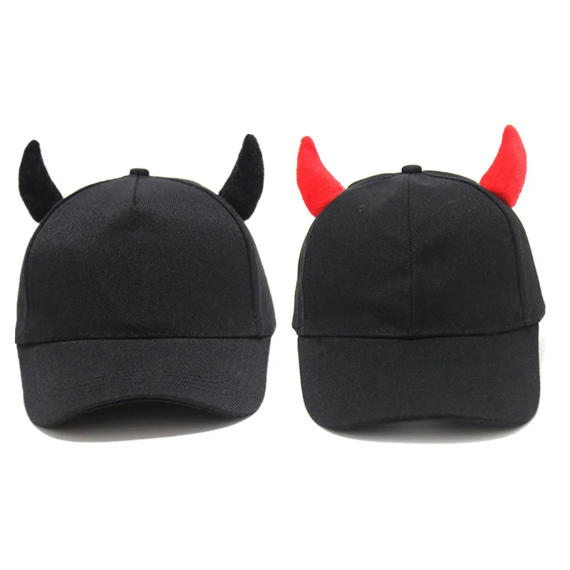 Funny-Sexy-Novelty-Devil-Ox-Horn-Hip-Hop-Baseball-Cap-Cosplay-Solid ...