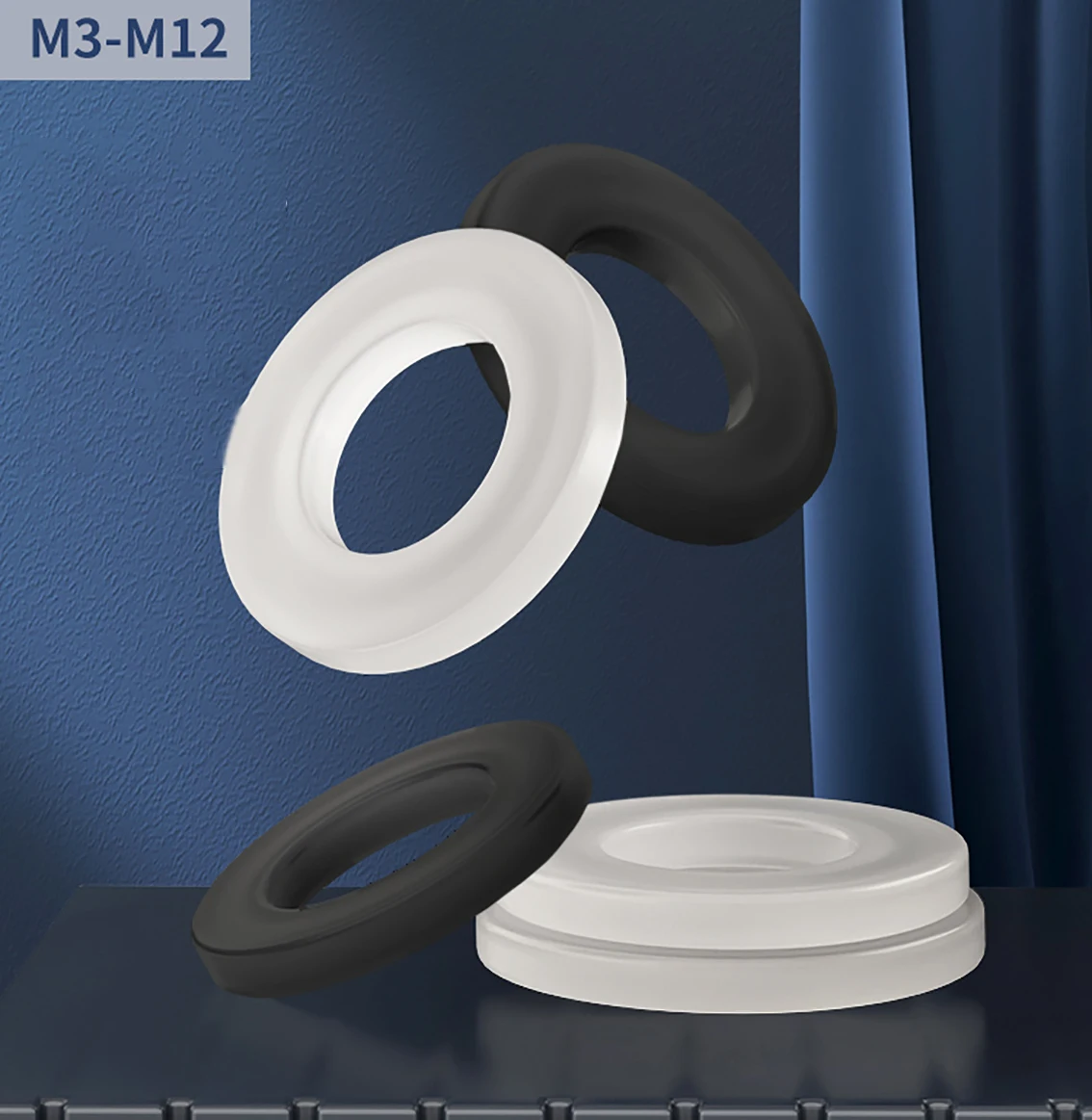 M10-M24-Black-White-PP-Nylon-Flat-Washer-Plastic-Plane-Spacer-Gasket-O ...