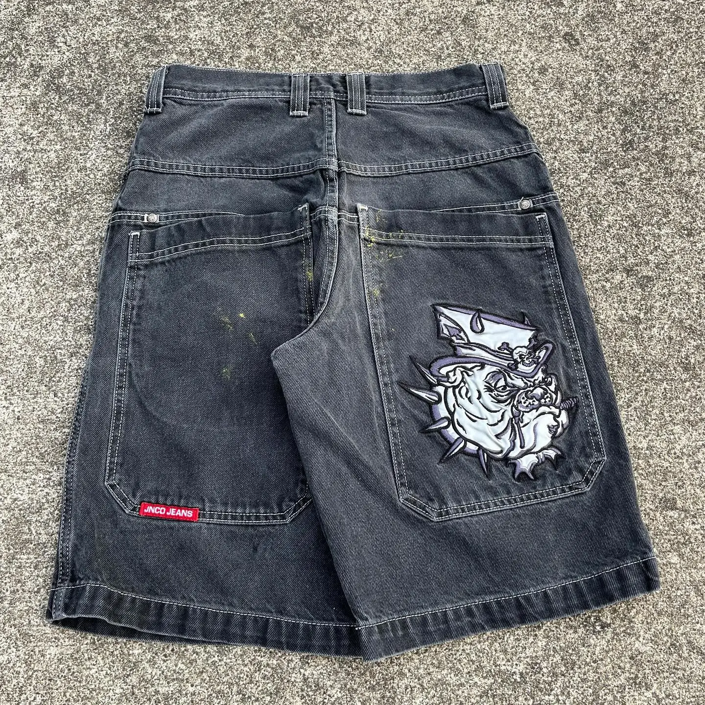 Flytonn-90s streetwear -JNCO Chinese Loong Hip Hop Denim Shorts 2000s