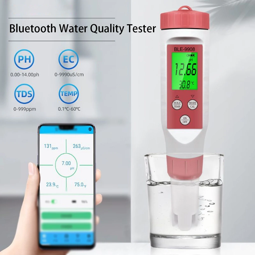 4-In-1-Temp-PH-EC-TDS-Meter-Online-Bluetooth-compatible-Water-Tester ...